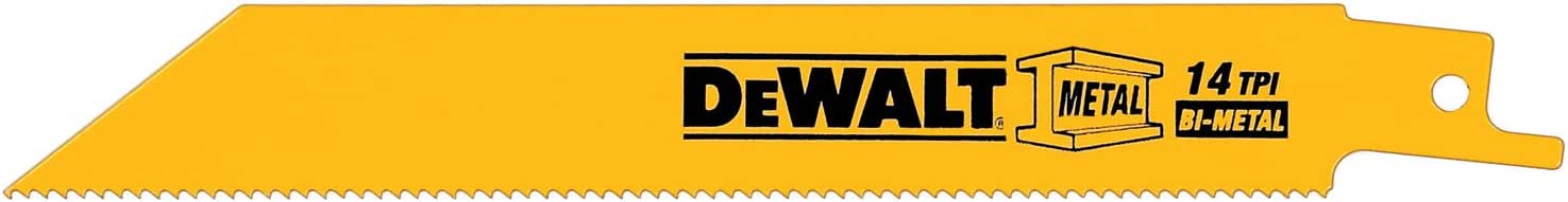 DEWALT DW4838 12 14 TPI Straight Back Bi-metal Reciprocating Saw Blade ...