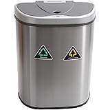 NETTA 70L Recycling Sensor Bin, Automatic LED Motion Detection Lid, 2 Recycle Compartments ...