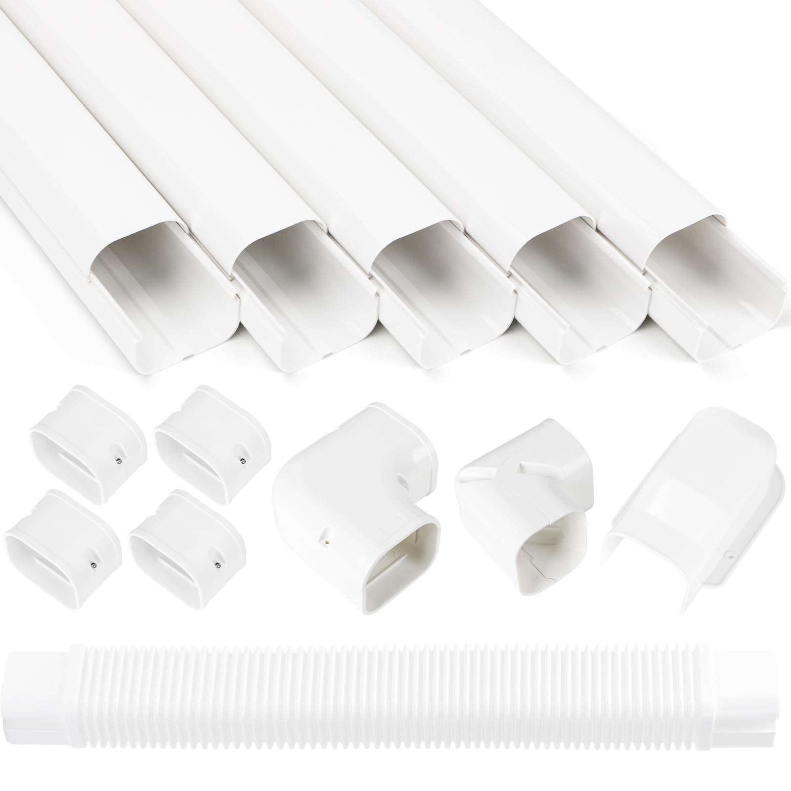 Mini Split Line Set Cover Kit 3"W 10Ft Air Conditioners Decorative PVC ...