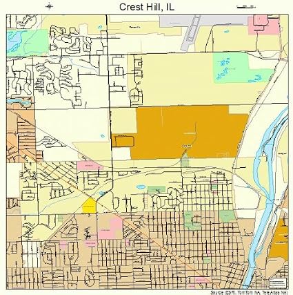 Amazon.com: Large Street & Road Map of Crest Hill, Illinois IL ...