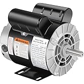 Air Compressor Electric Motor, 1 HP 3450 RPM, 115/230V Single Phase, 56 Frame 5/8 Keyed Shaft 60 ...