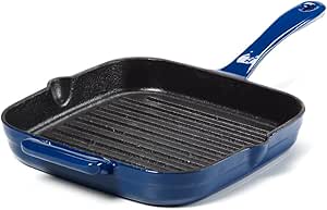 Amazon.com: Sabatier Cast Iron Square Grill Pan (Blue): Cast Iron ...