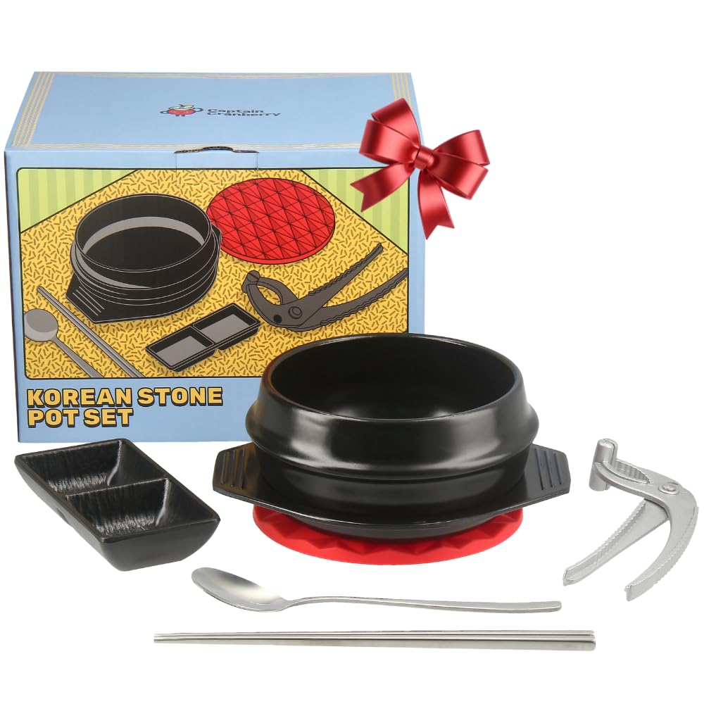Captain Cranberry Korean Stone Pot Set (7-piece, 38.7oz with Hot Pot ...