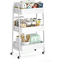 Amazon.com: 3 Tier Utility Rolling Cart, EAGMAK Metal Storage Cart with ...
