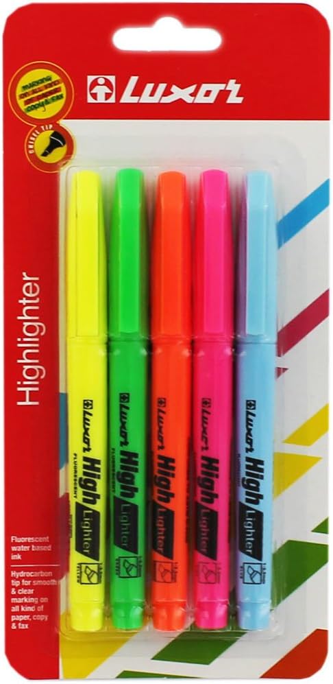 Luxor Highlighters - Pack Of 5: Amazon.co.uk: Office Products
