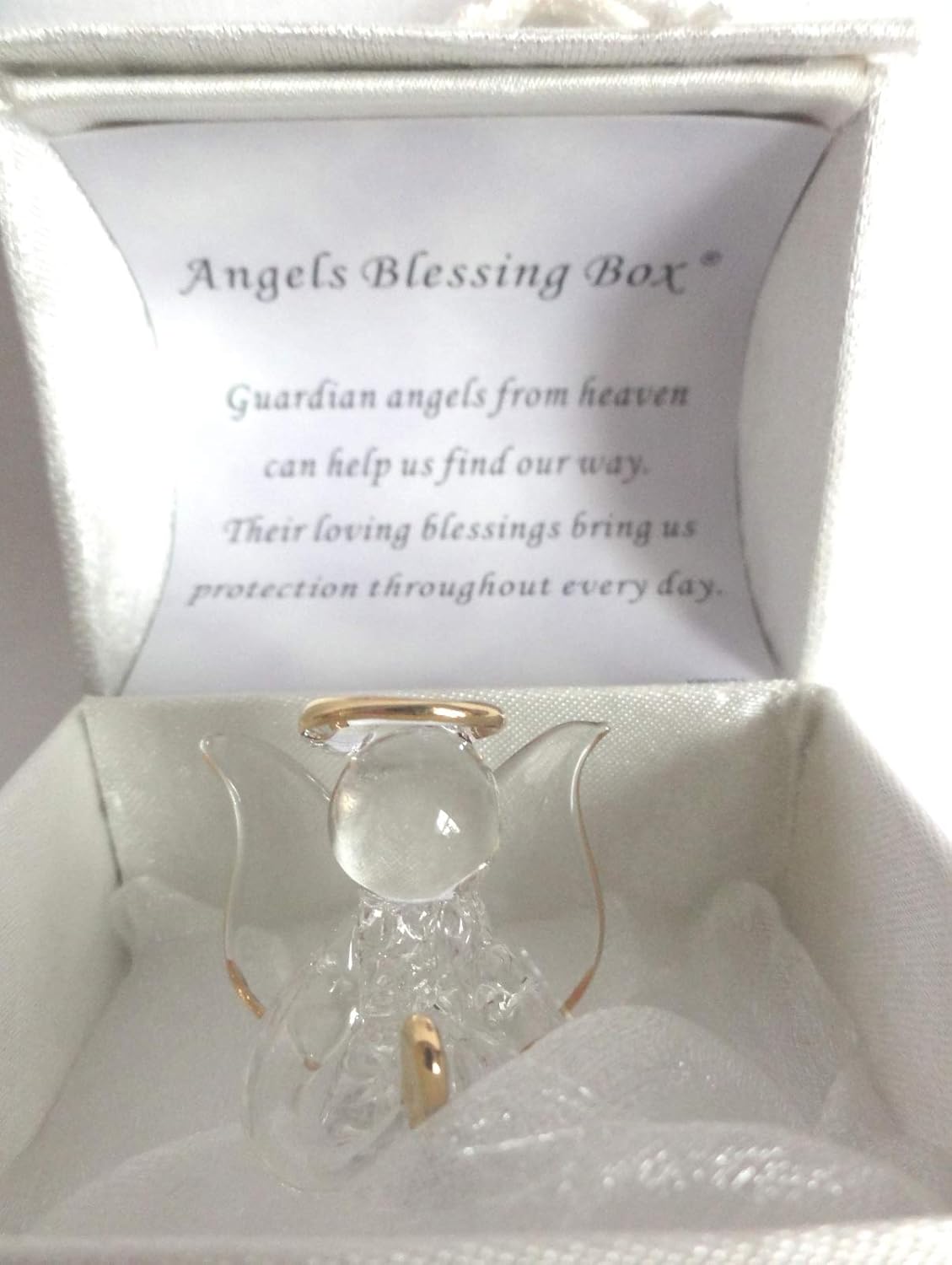BCBGMAXAZRIA Glass GUARDIAN ANGEL BLESSING BOX Verse Gold Gilded Detail ...