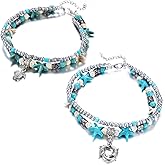 Amazon.com: JEWEKY Boho Beaded Ankle Bracelets Turquoise Anklets Chain Beach Adjustable Foot ...