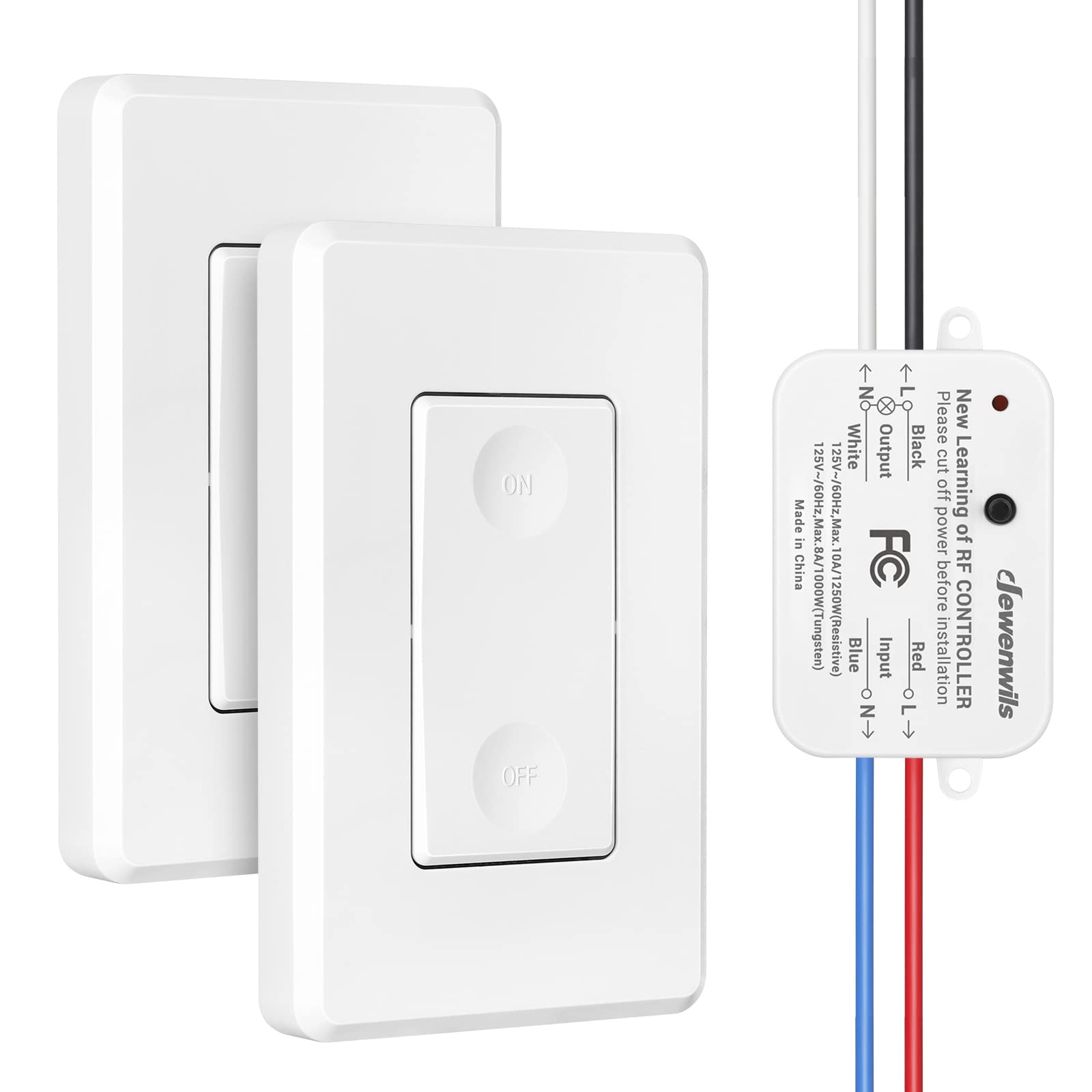 DEWENWILS 3 Way Wireless Light Switch and Receiver Kit, Remote Control ...