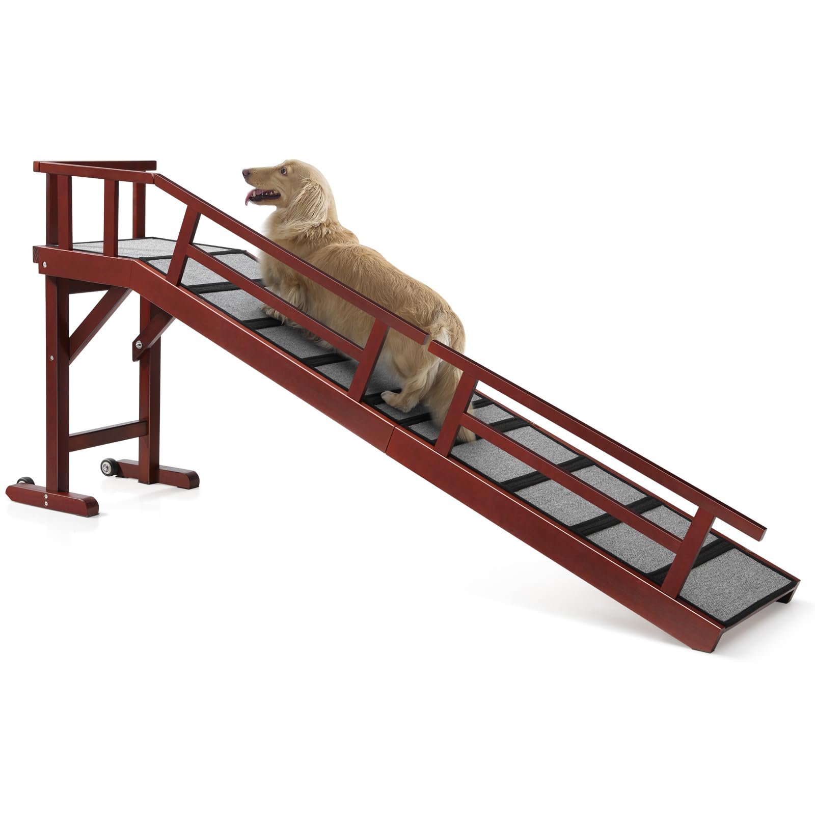 Dog Ramp for Bed or Couch, Wooden Pet Ramp with 20° Gentle Slope ...