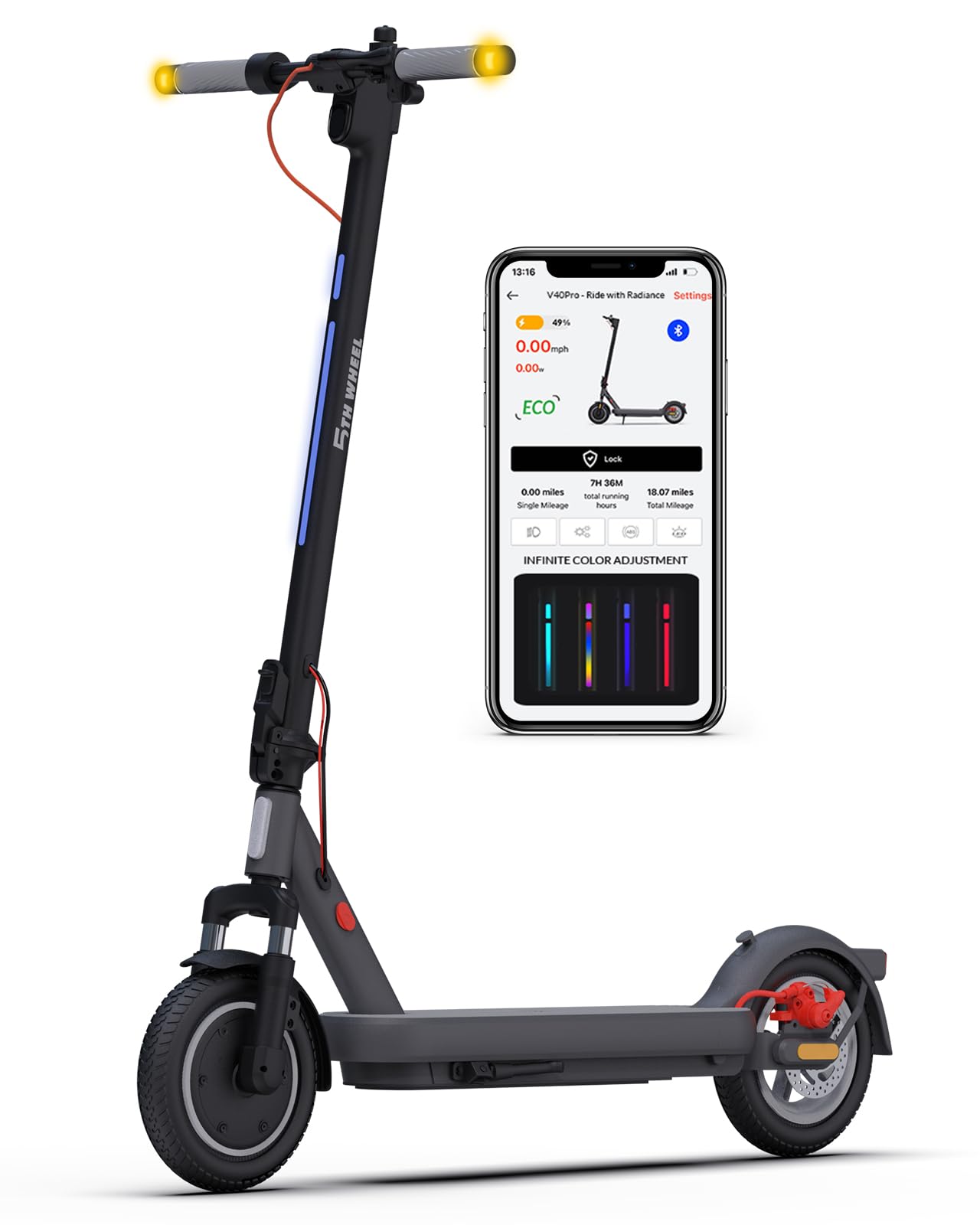 5TH WHEEL V40PRO Electric Scooter with Turn Signals - 24.9 Miles Range ...