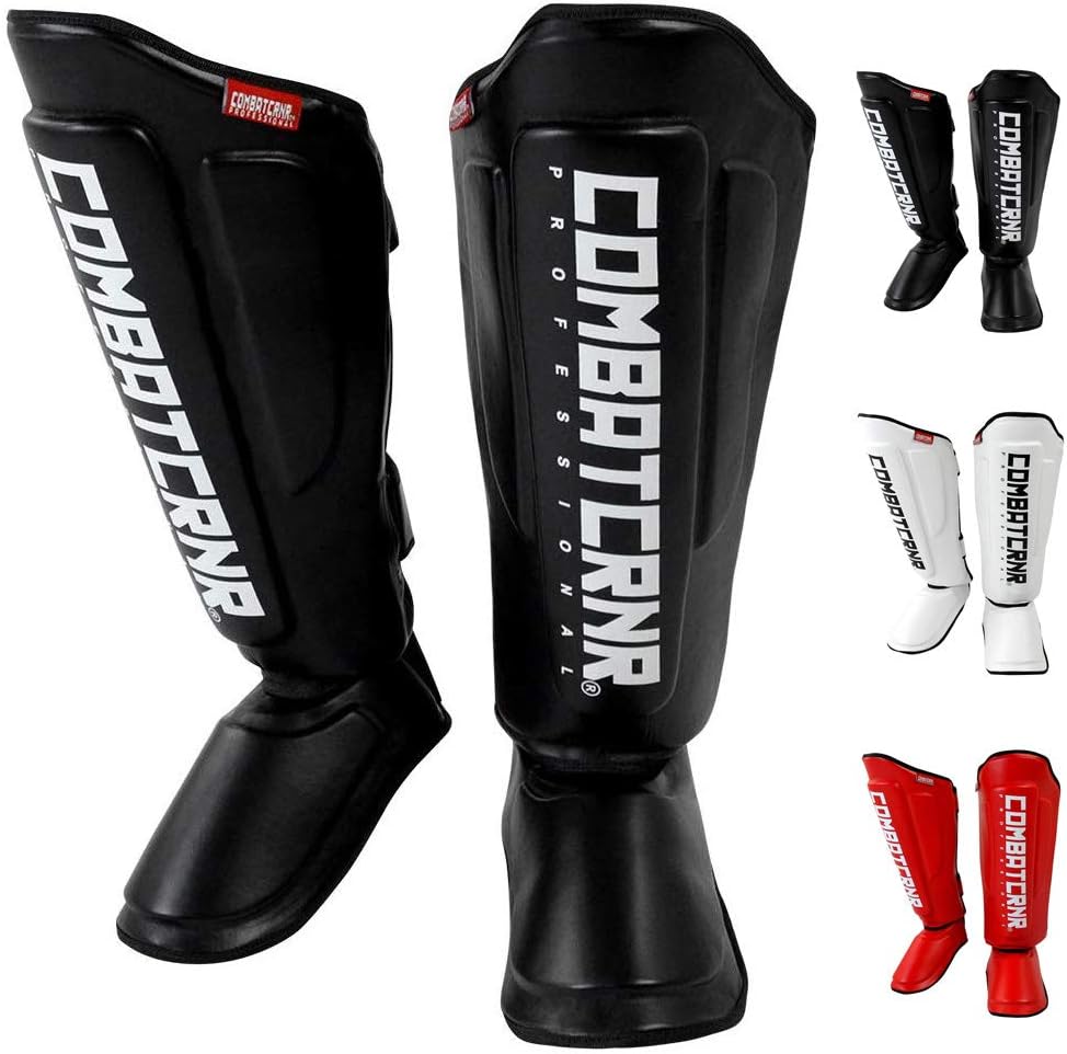 Amazon.com : Combat Corner Supreme Leather Muay Thai Shin Guards | Full ...