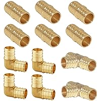 Hooshing 12PCS PEX Fitting Combo 3/4 Inch PEX Straight Coupling (6PCS) 90 Degree Elbow (4PCS ...