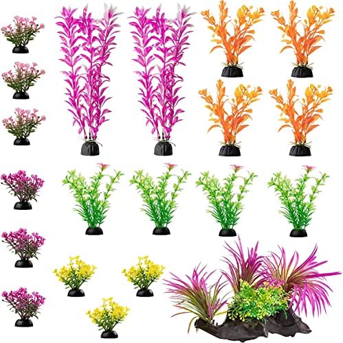 SYOSI Artificial Aquarium Plants Set, Lifelike Plastic Decor Fish Tank ...
