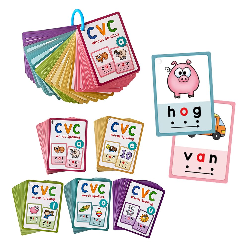 Lachilly Montessori CVC Words Flashcards Short Vowel Reading Letters ...