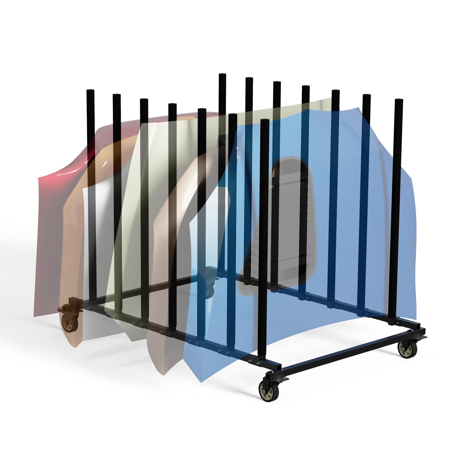 Vehicle Hood Storage Cart, 6 Hood Storage Rack with Dedicated Area for ...