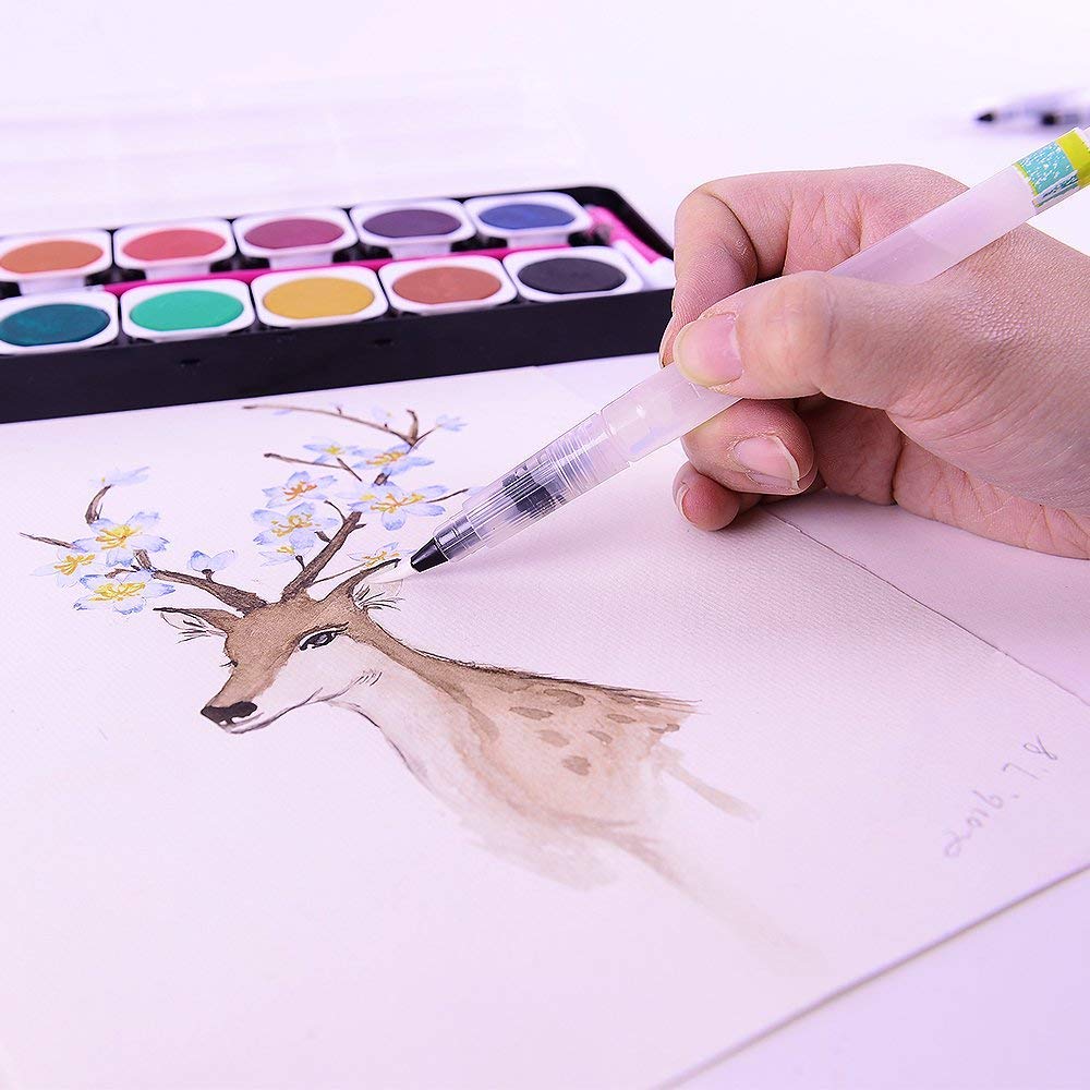 Set di pennelli Ideali Pennello con Serbatoio dAcqua per acquerelli e ...