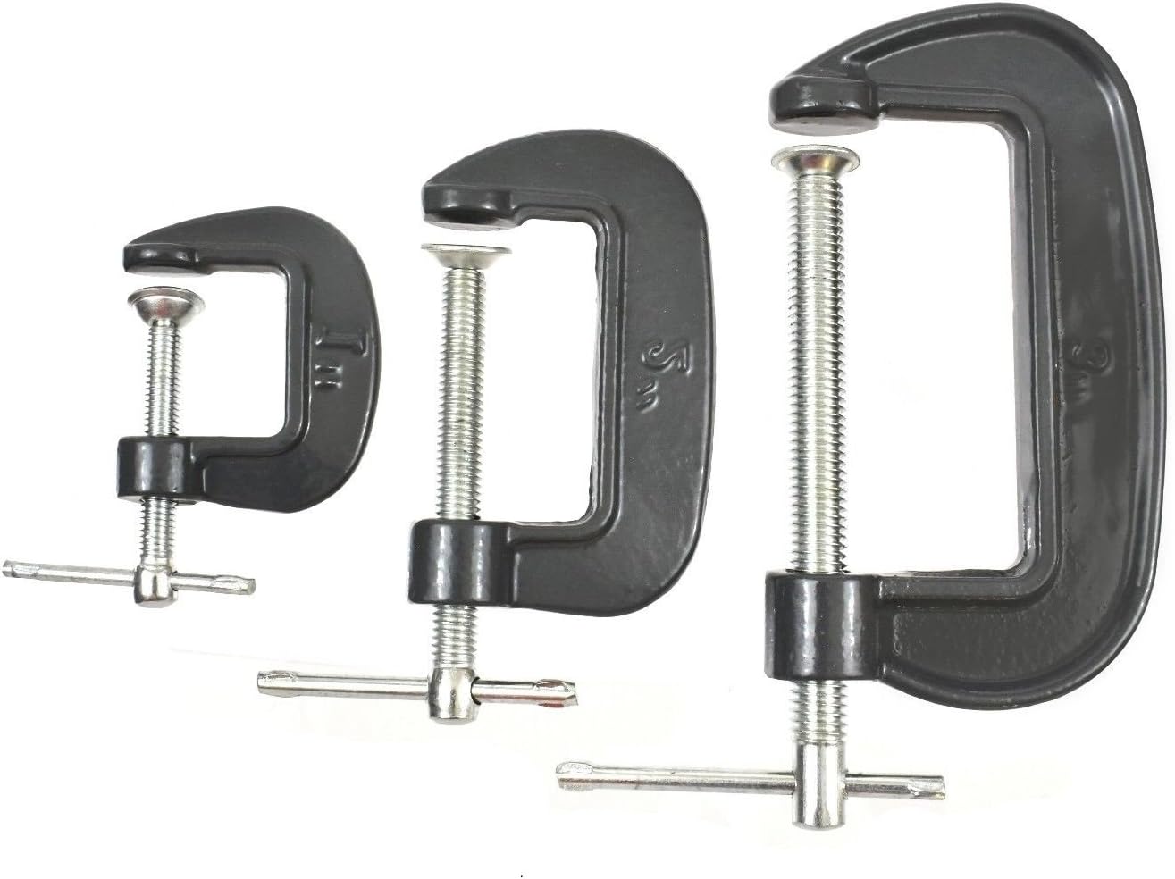 3 Pc 1" 2" 3" Inch Mini C Clamp Set Black Steel Frame Brand New ...