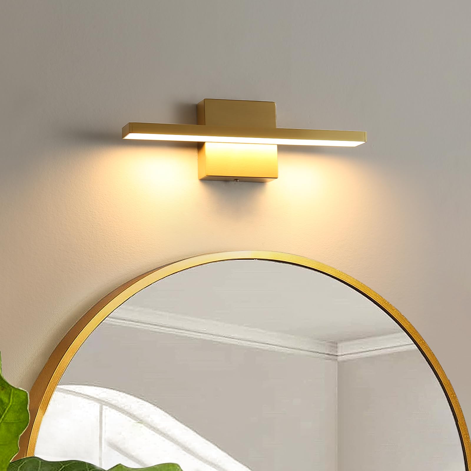 Modern Bathroom Light Fixtures Over Mirror 12 Inch 11W Brushed Brass ...