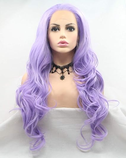 Pastel Lilac Purple Wig Ladies Party Cosplay Travel Long Hair Light ...
