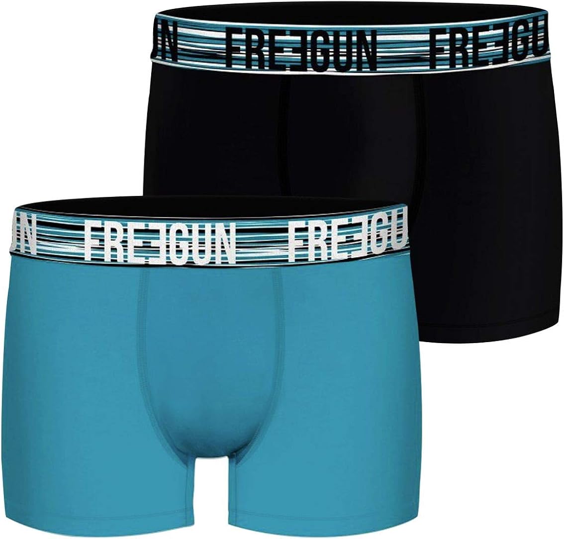 FREEGUN Boy's Lot De 2 Boxer Garcon Solid Coton Pants, Multicolour ...