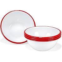 Amazon.com | Red Co. Set of 4 Enamelware Metal Classic 20 oz Round ...