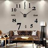 VREAONE Frameless DIY Wall Clock,Large Modern 3D Mirror Wall Clock ...
