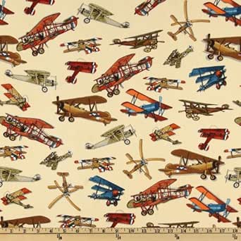 Amazon.com: 44'' Wide Pilot To Co-Pilot Airplanes Cream Fabric By The Yard