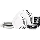 Amazon.com | Amazon Basics 18-Piece Kitchen Dinnerware Set - Square ...