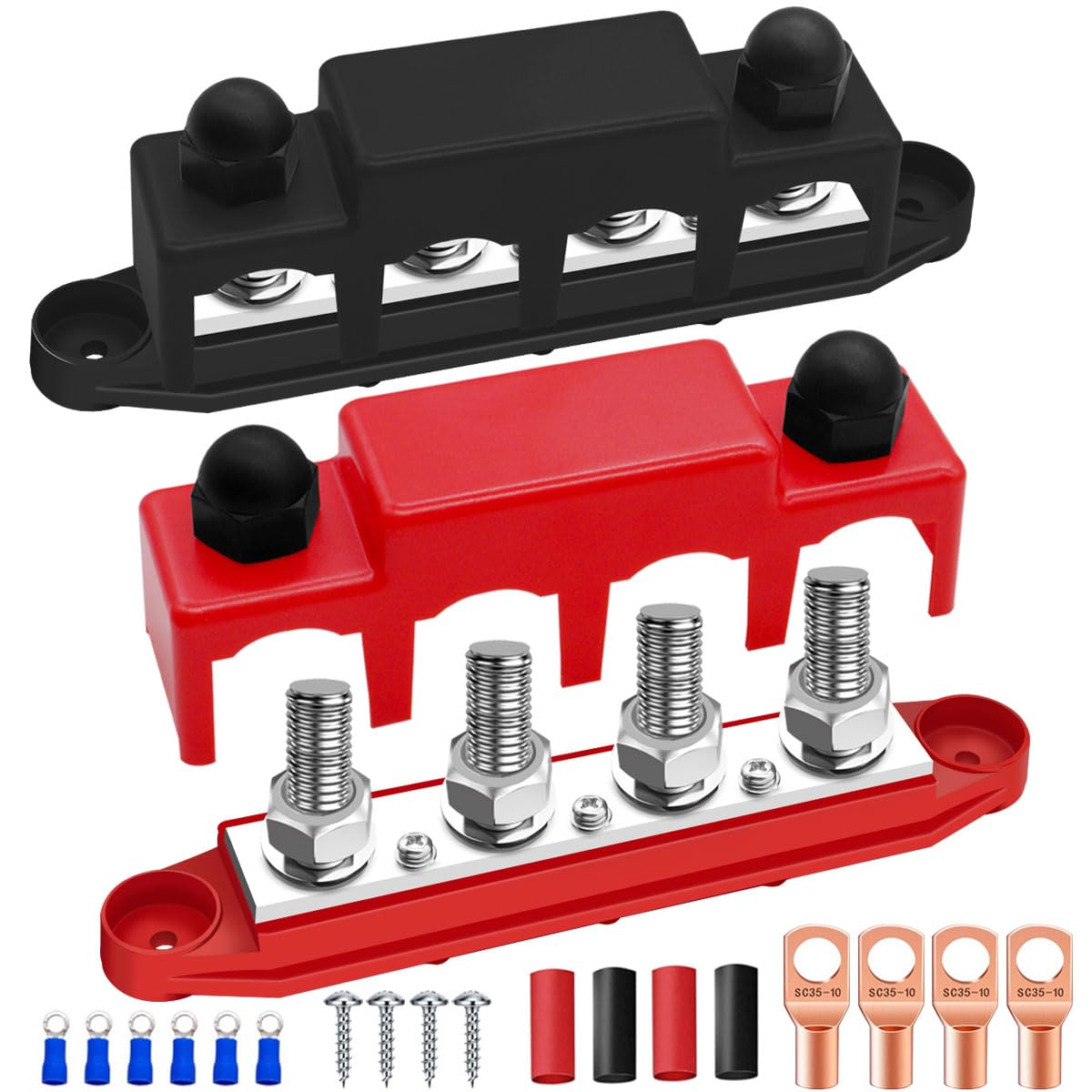 Mua 250A 12V Bus Bar Marine 12V,Power Distribution Block with Cover with 4 x 3/8”Post 3 x #8 ...