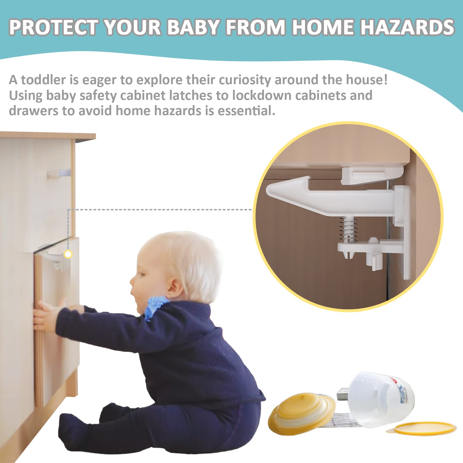 Mua 10 Pack Child Proof Cabinet Locks, Upgraded Child Safety Cabinet ...