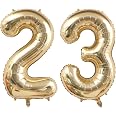 Amazon.com: 40 Inch Light Gold 23 Number Balloons White Gold Giant 32 ...
