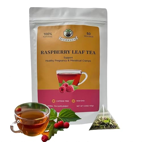 50 Bags Organic Raspberry Leaf Tea for PMS Symptom Relief, Healthy ...