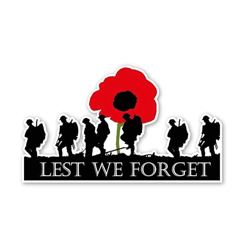 REMEMBRANCE SUNDAY POPPY DAY CAR WINDOW STICKER "LEST WE FORGET ...