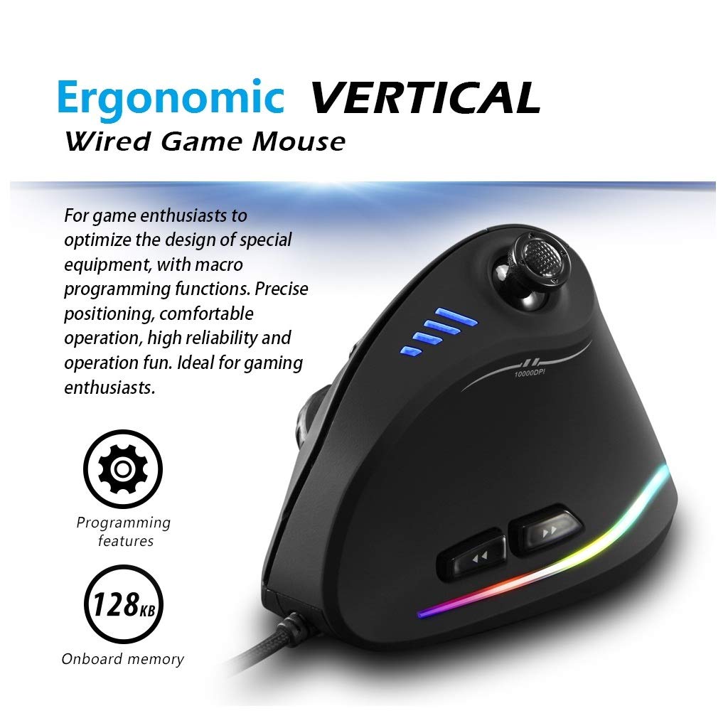 ZLOT Vertical Gaming Mouse,Wired RGB Ergonomic USB Joystick ...