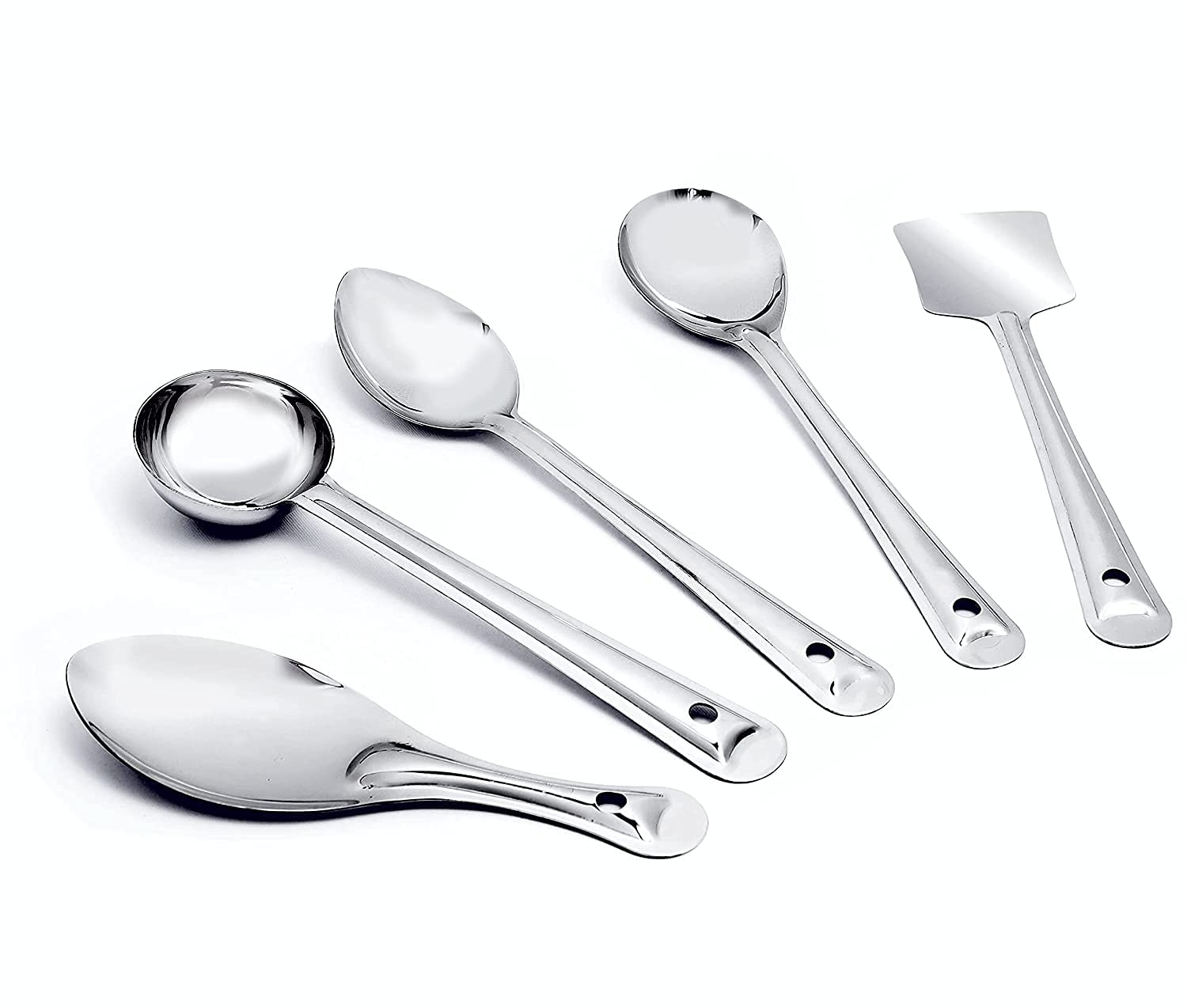 Buy NILKANTH™ Combo of 5 Pcs Stainless Steel Ladles/Chamcha Set | 5 Pcs ...