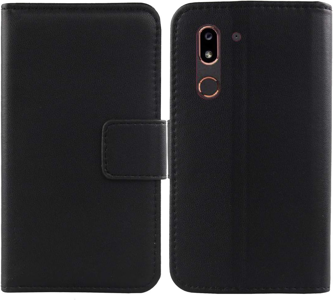 QHTTN Black Genuine Leather Case TPU Silicone For Doro 8050 5.7" Cover ...