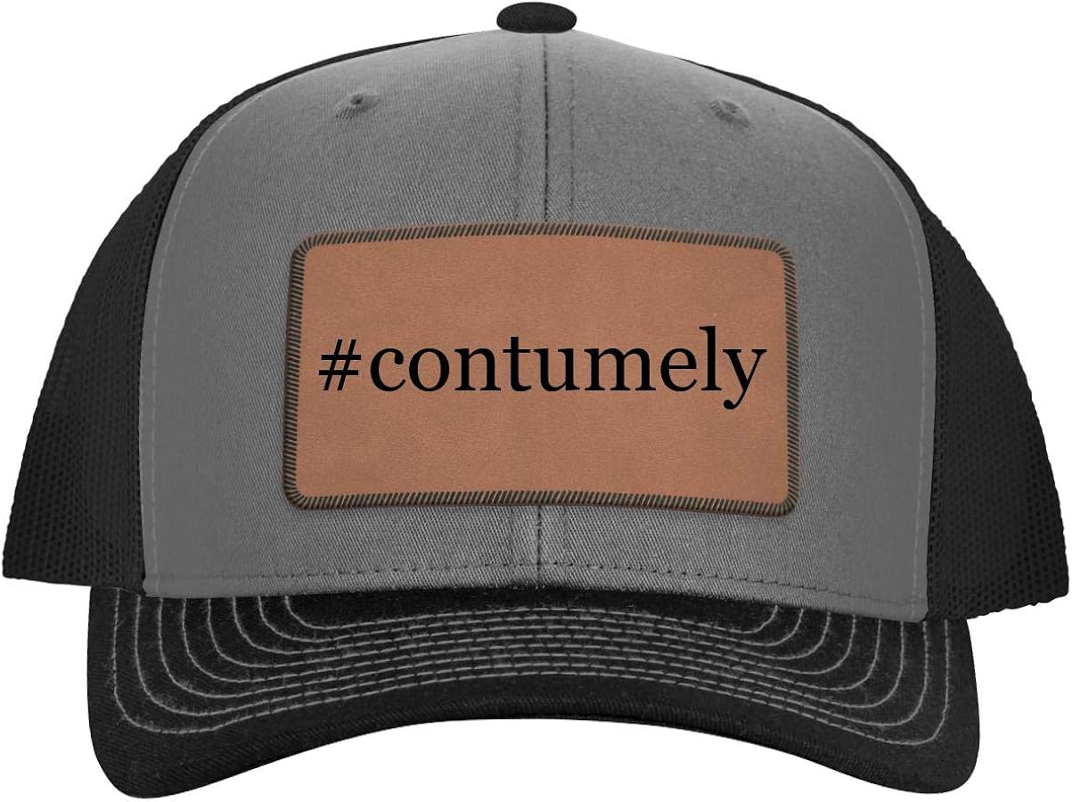#Contumely - Hashtag Leather Dark Brown Patch Engraved Trucker Hat ...