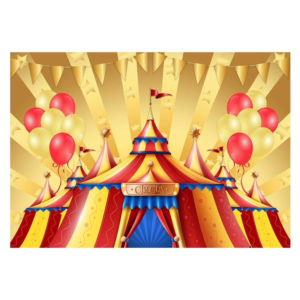 Buy Funnytree 7X5ft Gold Circus Theme Birthday Party Backdrop for ...