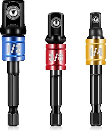 Funxim 3-Piece 1/4 Inch, 1/2 Inch, 3/8 Inch Socket Adapter Set ...