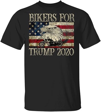 Amazon.com: Vintage Bikers for Trump 2020 American Flag T Shirt Tshirt ...