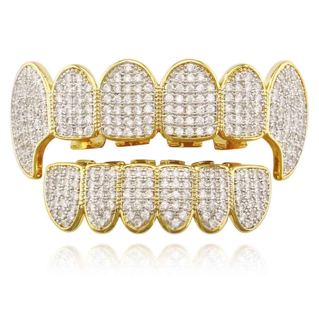 Mua Diamond Vampire Fangs Grillz Gold Plated Shiny Hip Hop Teeth Grillz ...