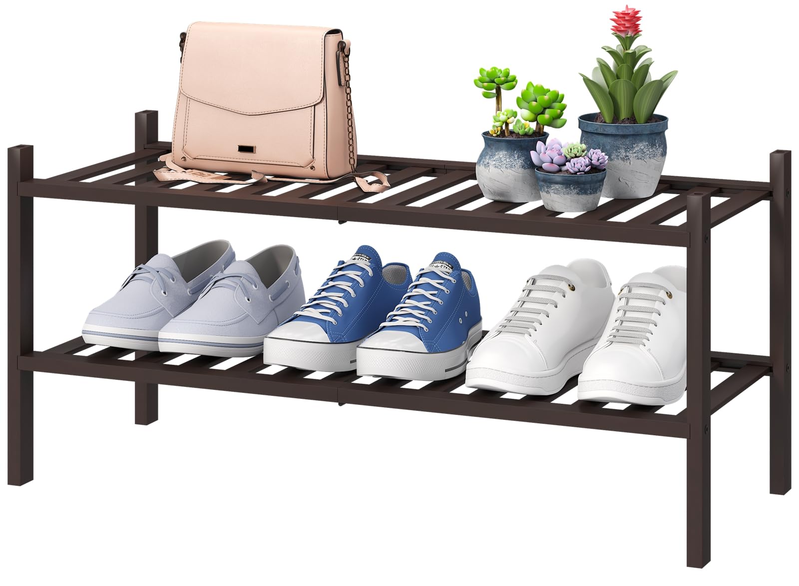 viewcare 2-Tier Shoe Rack for Entryway, Bamboo Shoe Rack for Closet ...
