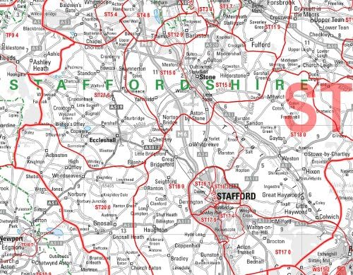 Birmingham and West Midlands Postcode Sector Map 13 – Laminated Wall ...