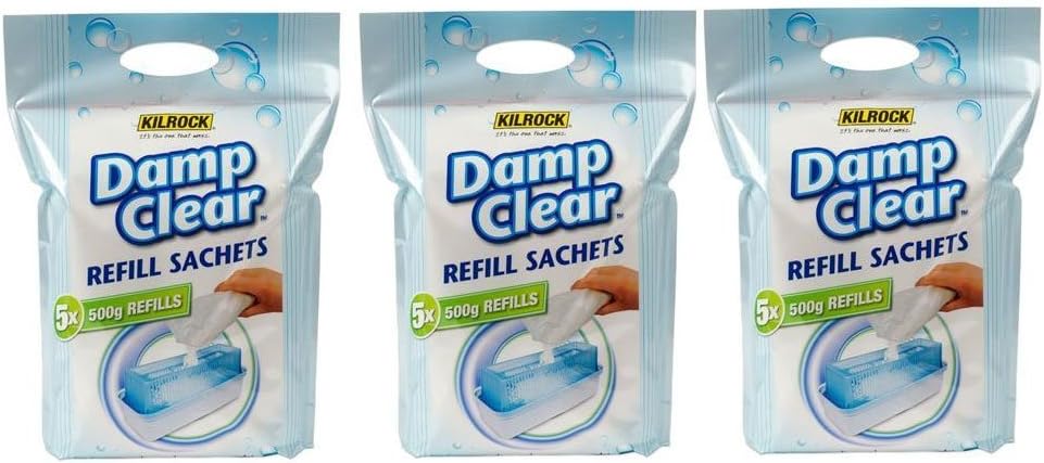 3 x Kilrock Moisture Damp Absorber Trap Refill Crystals 2.5kg - Total 7 ...