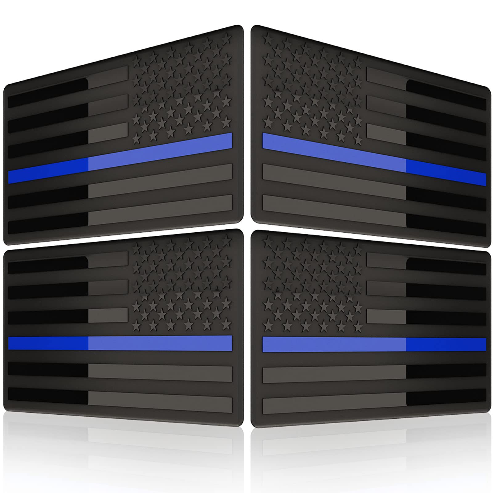 Embossed 3D Metal Thin Blue Line All Black American Flag Emblem Decal ...