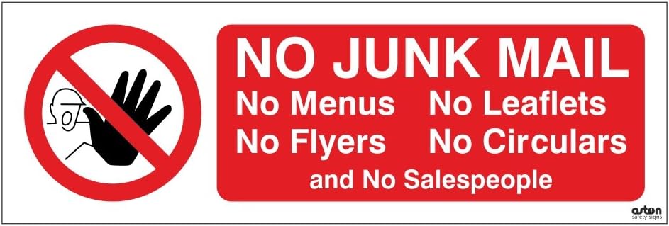 No Junk Mail Letterbox Sticker. No menus, No leaflets, No flyers, No ...