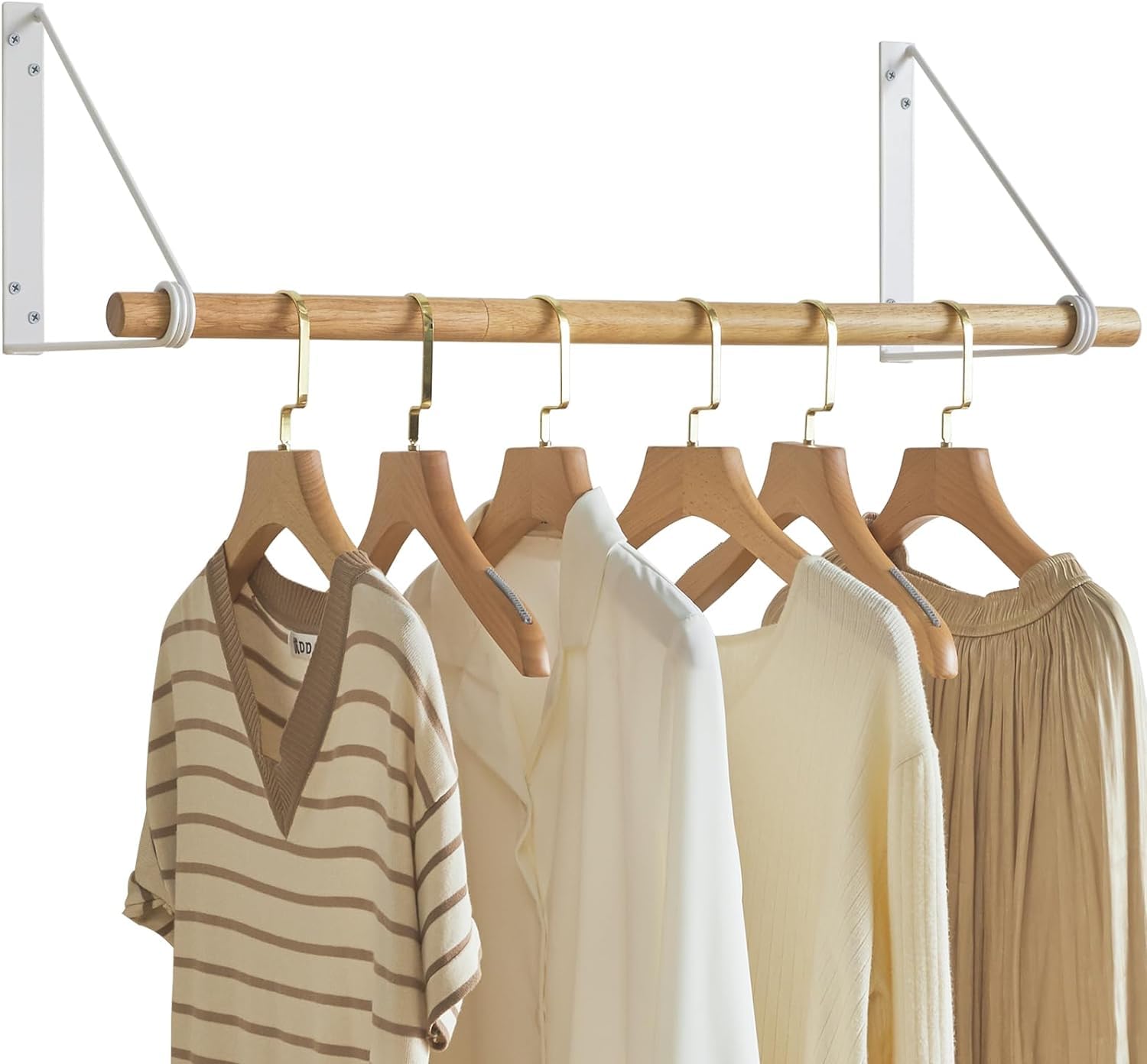 IBUYKE Wall Mounted Clothes Rack, Wood Wall Mounted Clothes Rail, Space ...