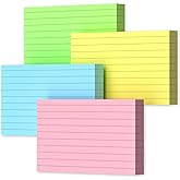 Amazon.com : Colored Index Cards 3x5 Inch - 200 Pack, Ruled Index Flash Cards for Studying ...