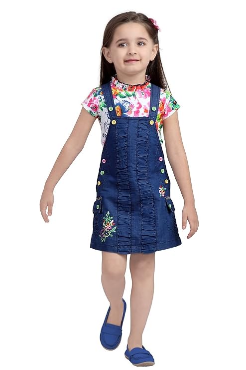 Buy My Baby Girls' Cotton Dangri Set (Blue_70)(mybaby036_2805) at Amazon.in