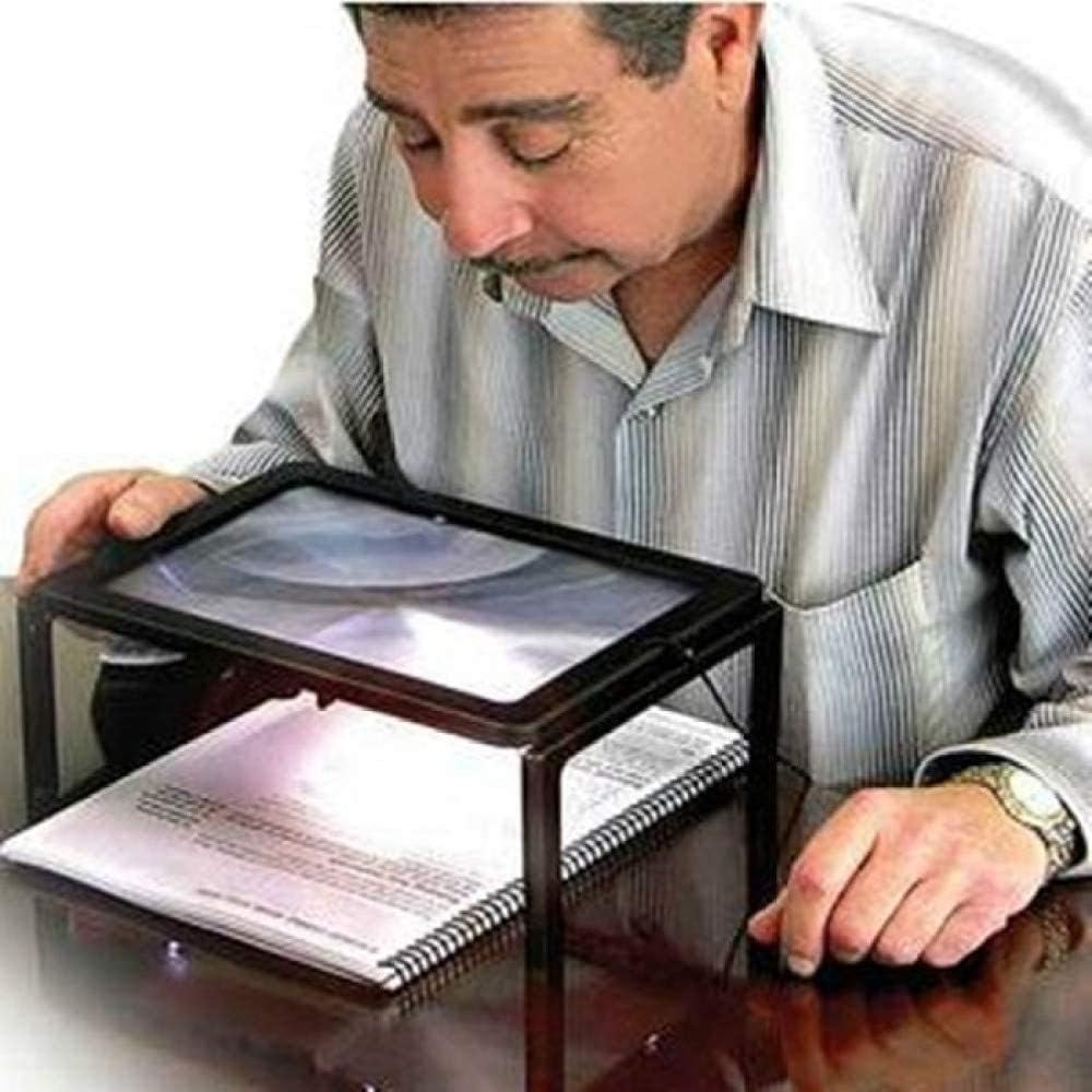 ZLALF Hand Free Magnifier Desktop Folding Magnifying With 4 Light Led